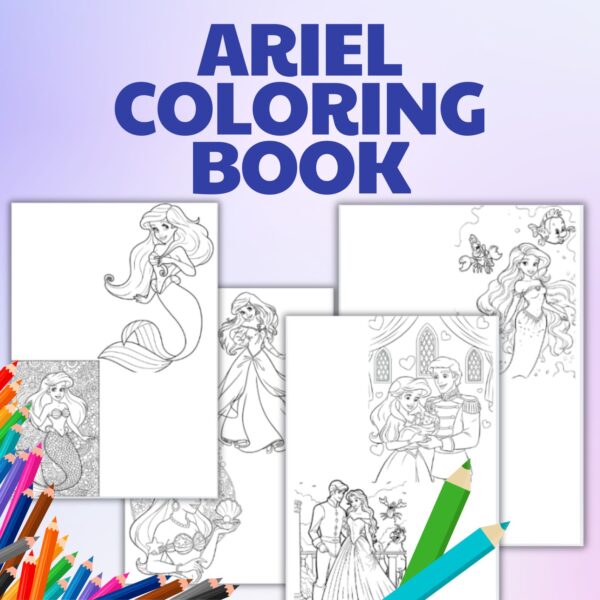 Ariel Coloring Pages | 20 Printable PDF Download