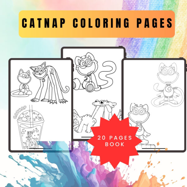 Catnap Coloring Page PDF Printable A4 | 20 Pages Collection
